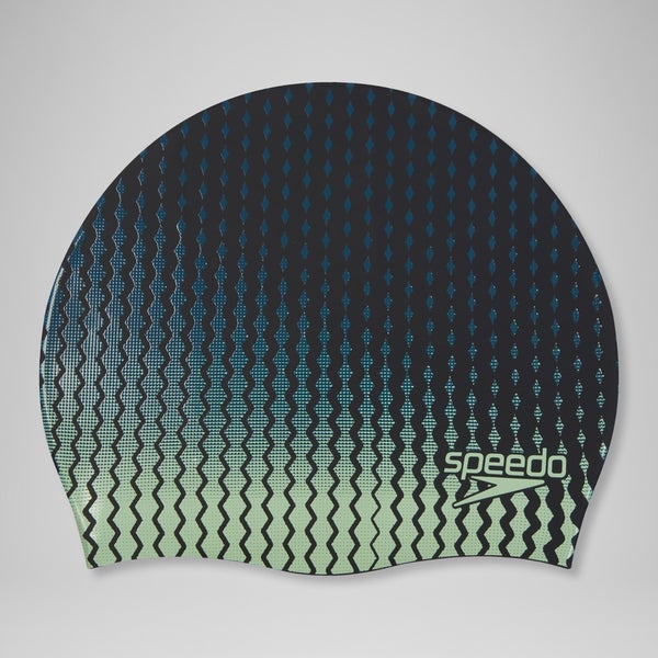 Printed Silicone Cap Black/Green | Speedo