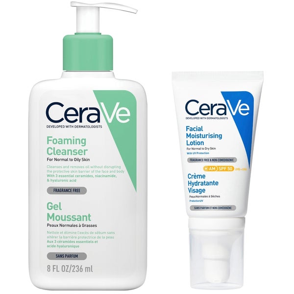 CeraVe Morning Cleanse and Protect Duo for Oily Skin, Cleanser with ...