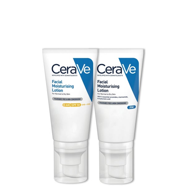 CeraVe Day & Night Facial Moisturising Duo for Dry Skin with SPF 50 and ...