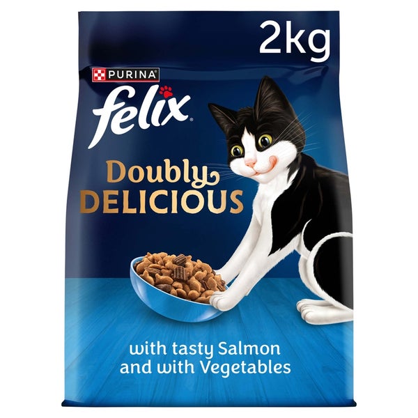 Felix Doubly Delicious Salmon & Vegetables Adult Dry Cat Food 2kg ...