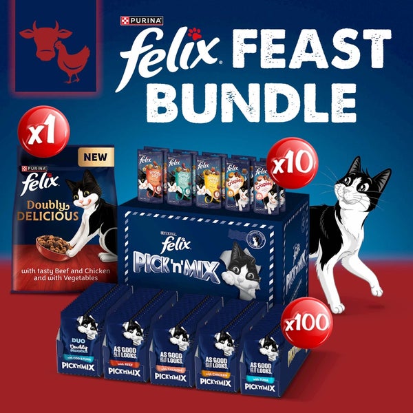 Felix Feast Pre-Mixed Bundle Adult Wet Cat Food 130x85g + Doubly ...