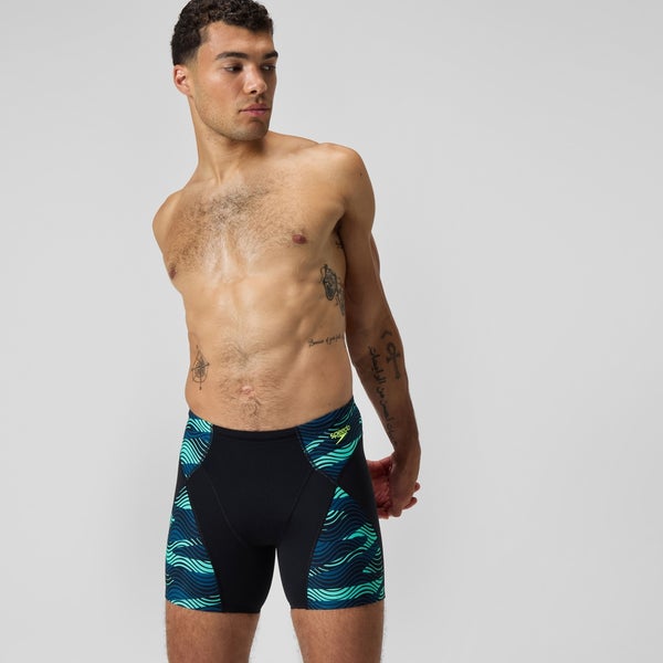 Men's Endurance+ Max Splice Mid Jammer Black/Turquoise | Speedo