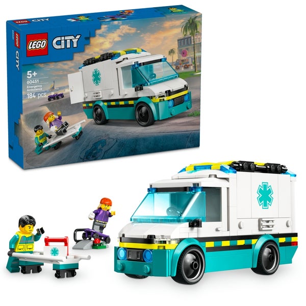 LEGO City Emergency Ambulance Toy Set with Minifigures 60451 Toys ...