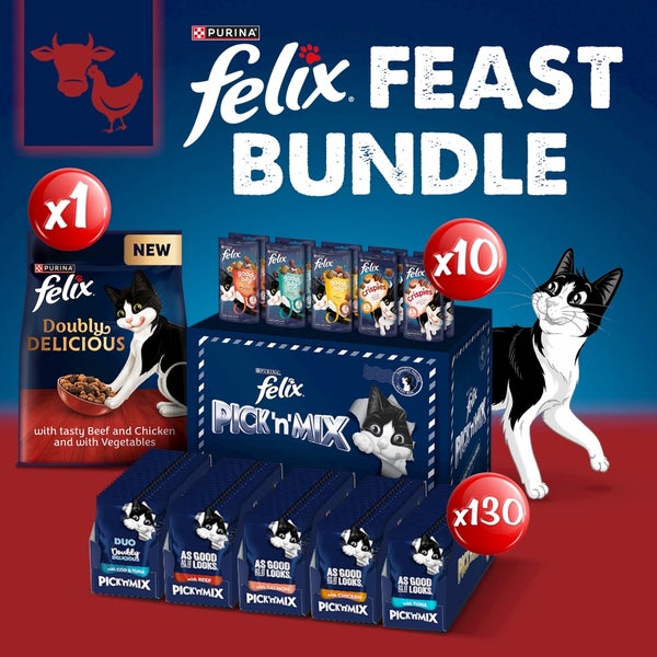 Felix Feast Pre-Mixed Bundle Adult Wet Cat Food 130x85g + Doubly ...