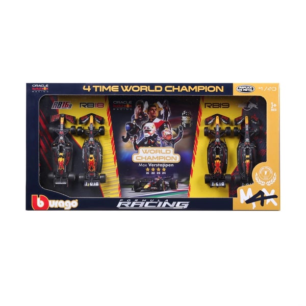 Bburago F1 Red Bull Racing 4 Pack Max Verstappen Four Times World ...