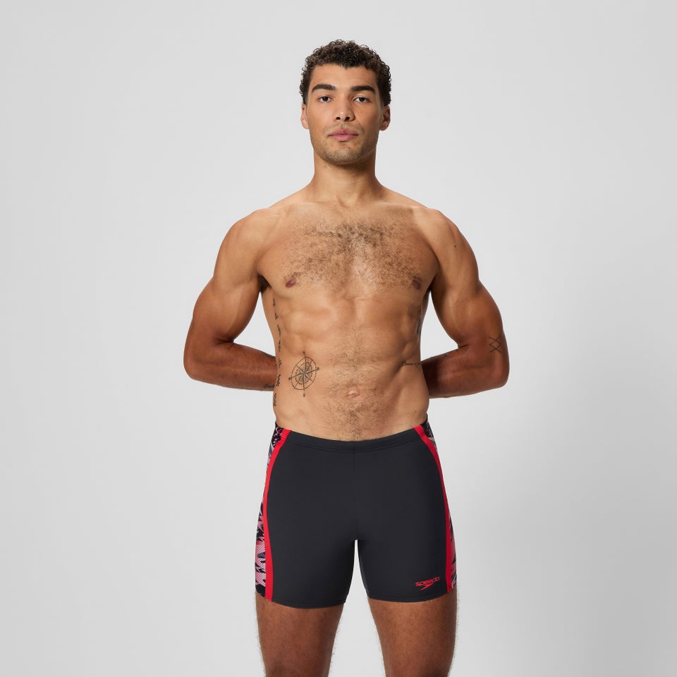 Men's Hyperboom Splice Mid Jammer Black/Red | Speedo UK