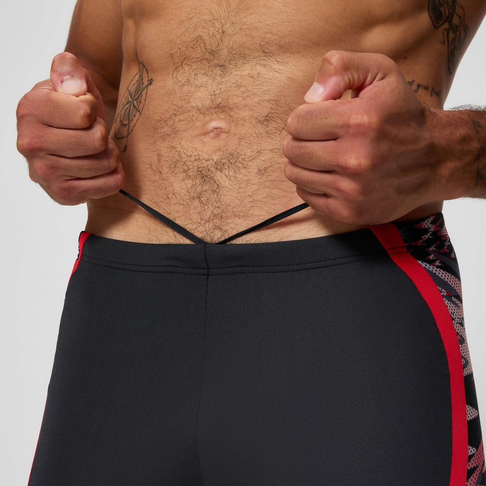 Men's Hyperboom Splice Mid Jammer Black/Red | Speedo UK