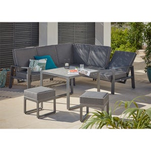 Homebase Alexandria Rattan Effect 3 Seater Corner Garden Sofa Set ...