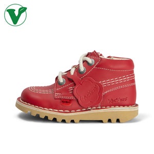 Infant Unisex Kick Hi Zip Leather Red | Kickers