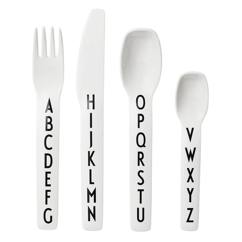 Design Letters Kids' Collection Cutlery Set - White | Coggles