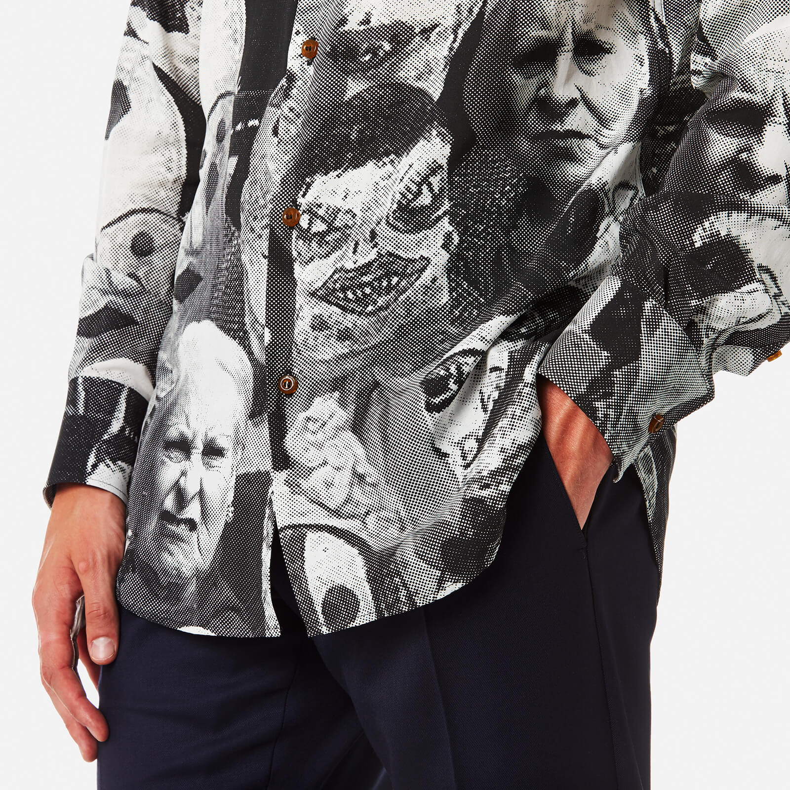 Vivienne Westwood Men's Fetzen Puppet Print Cutaway Shirt Vivienne Westwood Men's Fetzen Puppet Print Cutaway Shirt