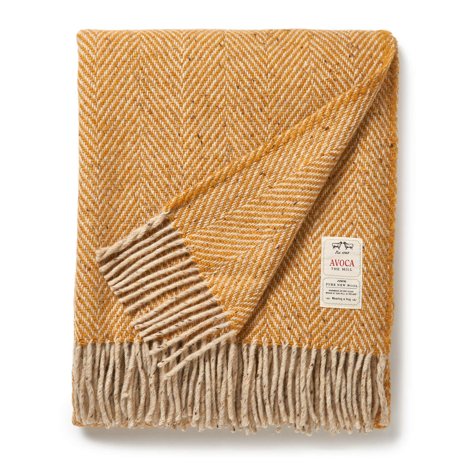Avoca Heavy Herringbone Throw - Mustard - 142 x 183cm | Coggles