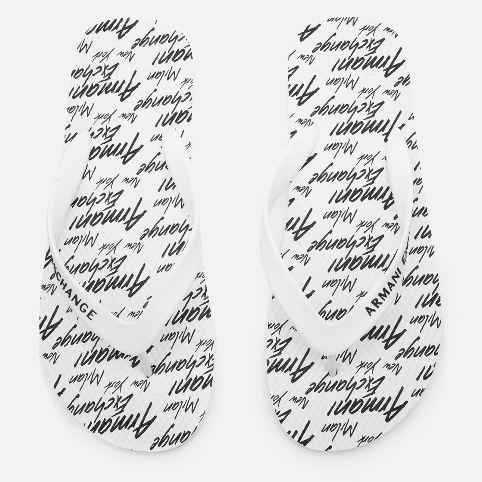 Armani Exchange Men's AX Flip Flops - AX All Over White | Allsole
