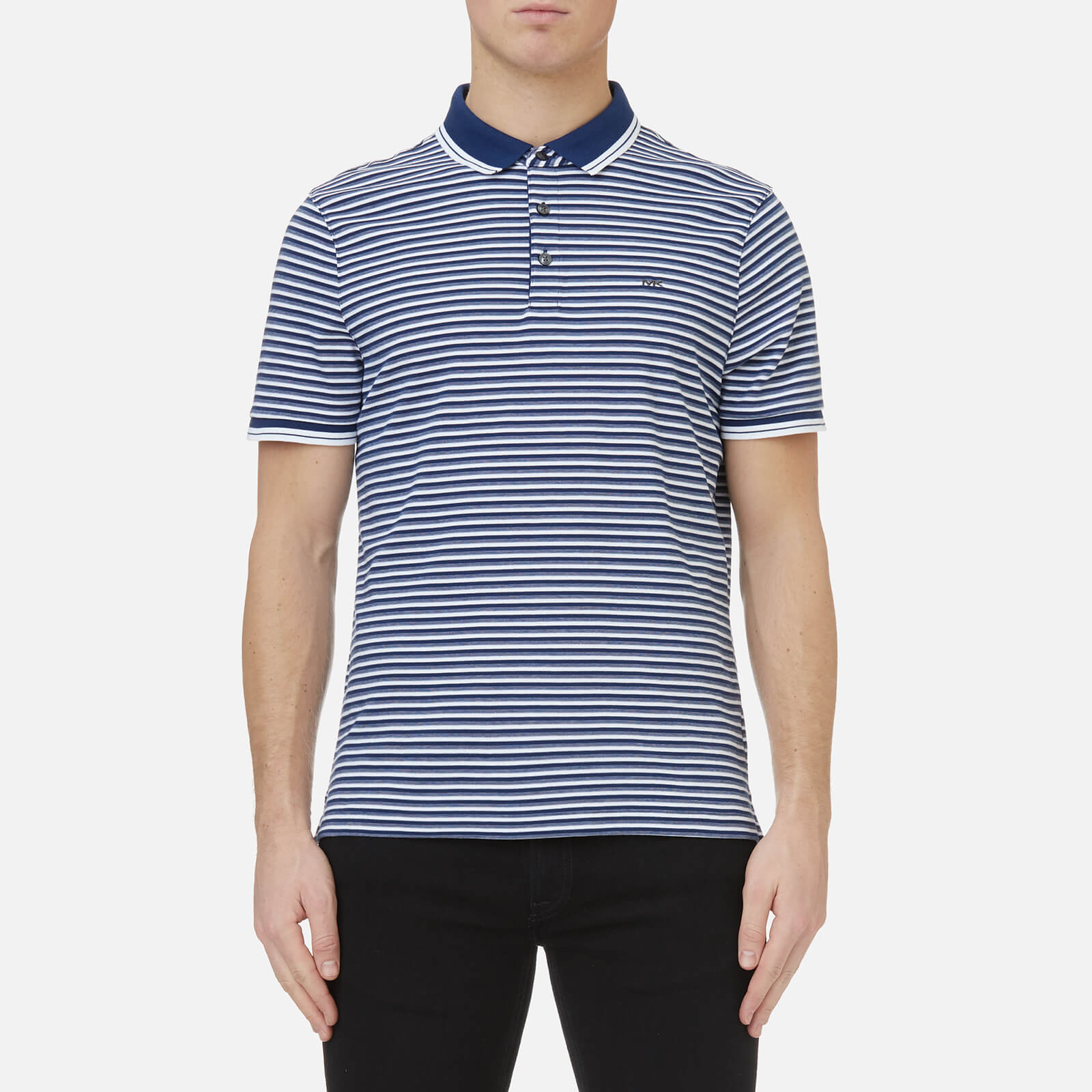 Michael Kors Mens Stripe Greenwich Logo Jacquard Polo Shirt Bright
