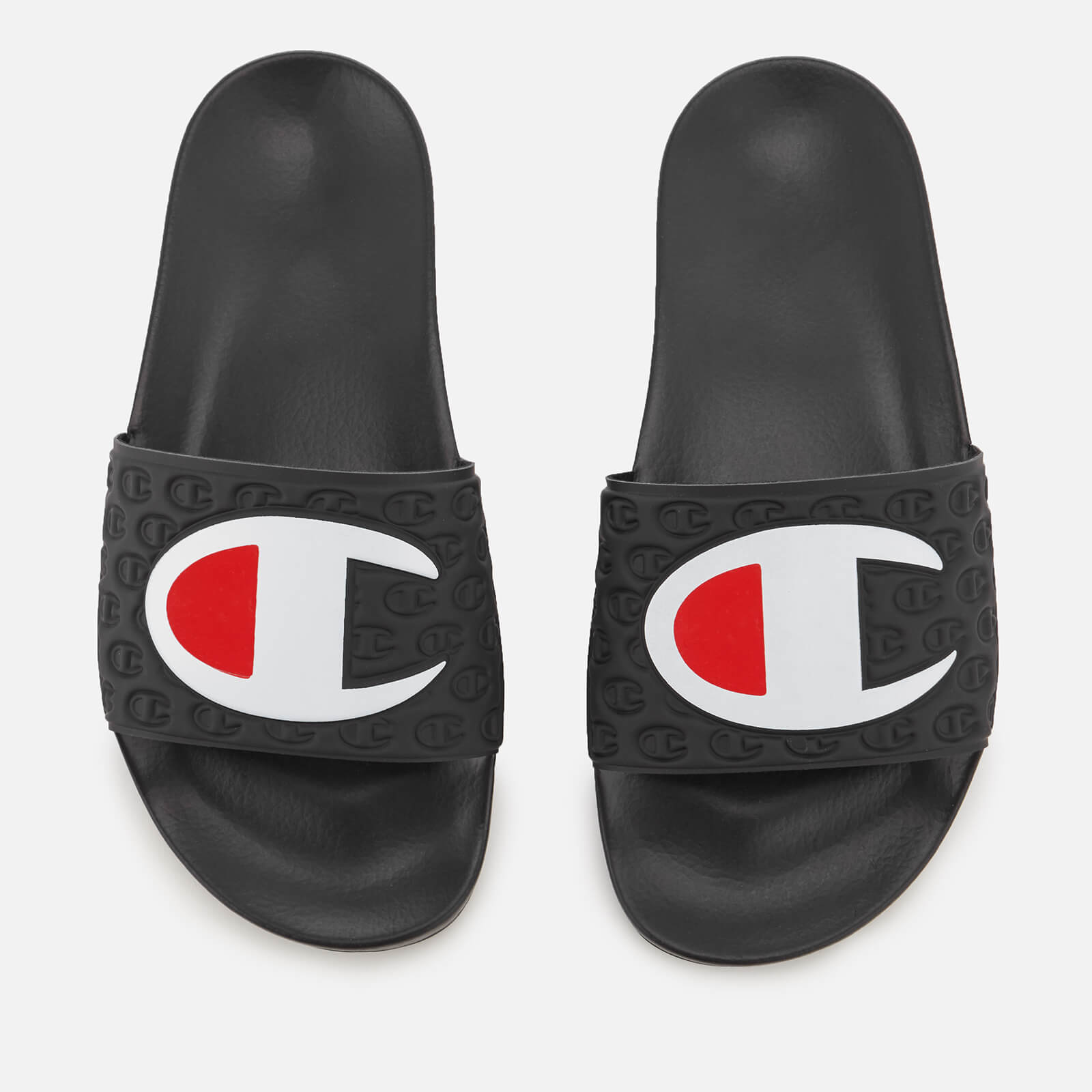 Champion Men's Logo Pool Slide Sandals - Black | Coggles