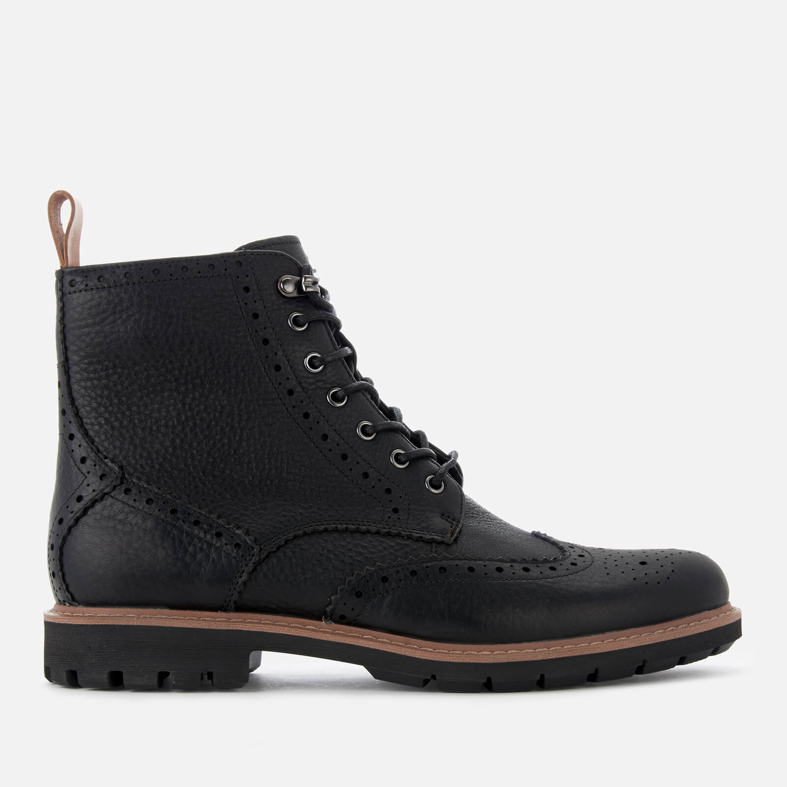 Clarks Men's Batcombe Lord Leather Brogue Lace Up Boots - Black - UK 7 ...