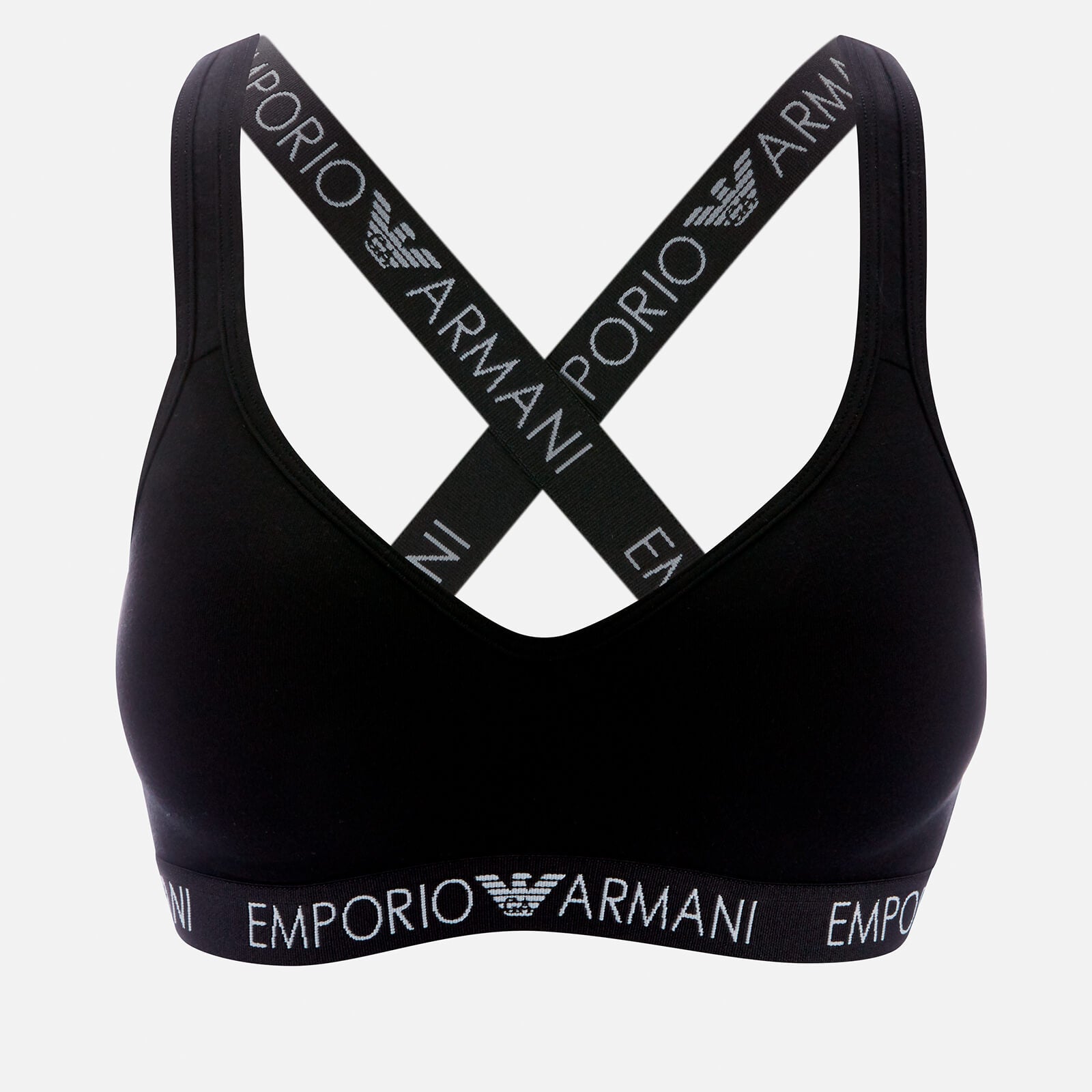 Emporio Armani Women's Iconic Logoban Padded Bralette Bra - Black | Coggles