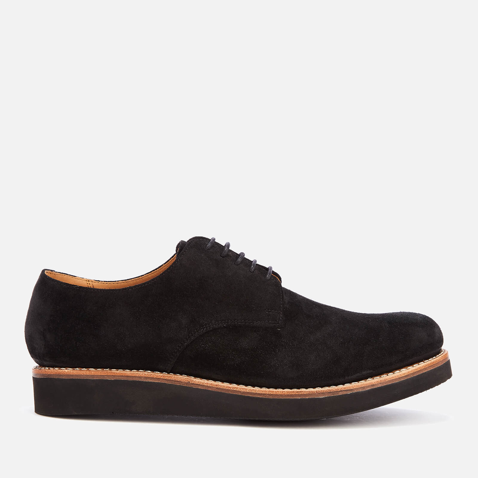 Grenson Men's Curt Suede Derby Shoes - Black | Allsole