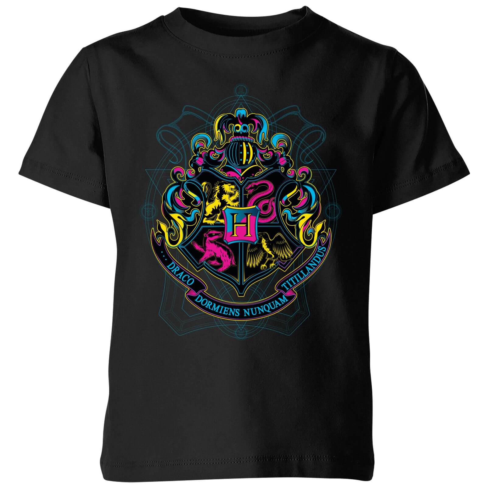 Harry Potter Hogwarts Neon Crest Kids' T-Shirt - Black - 3-4 Years ...