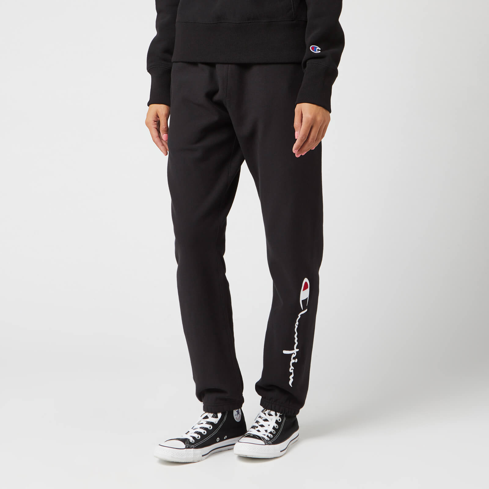 Champion Women's Big Script Elastic Cuff Pants - Black - XS | Coggles