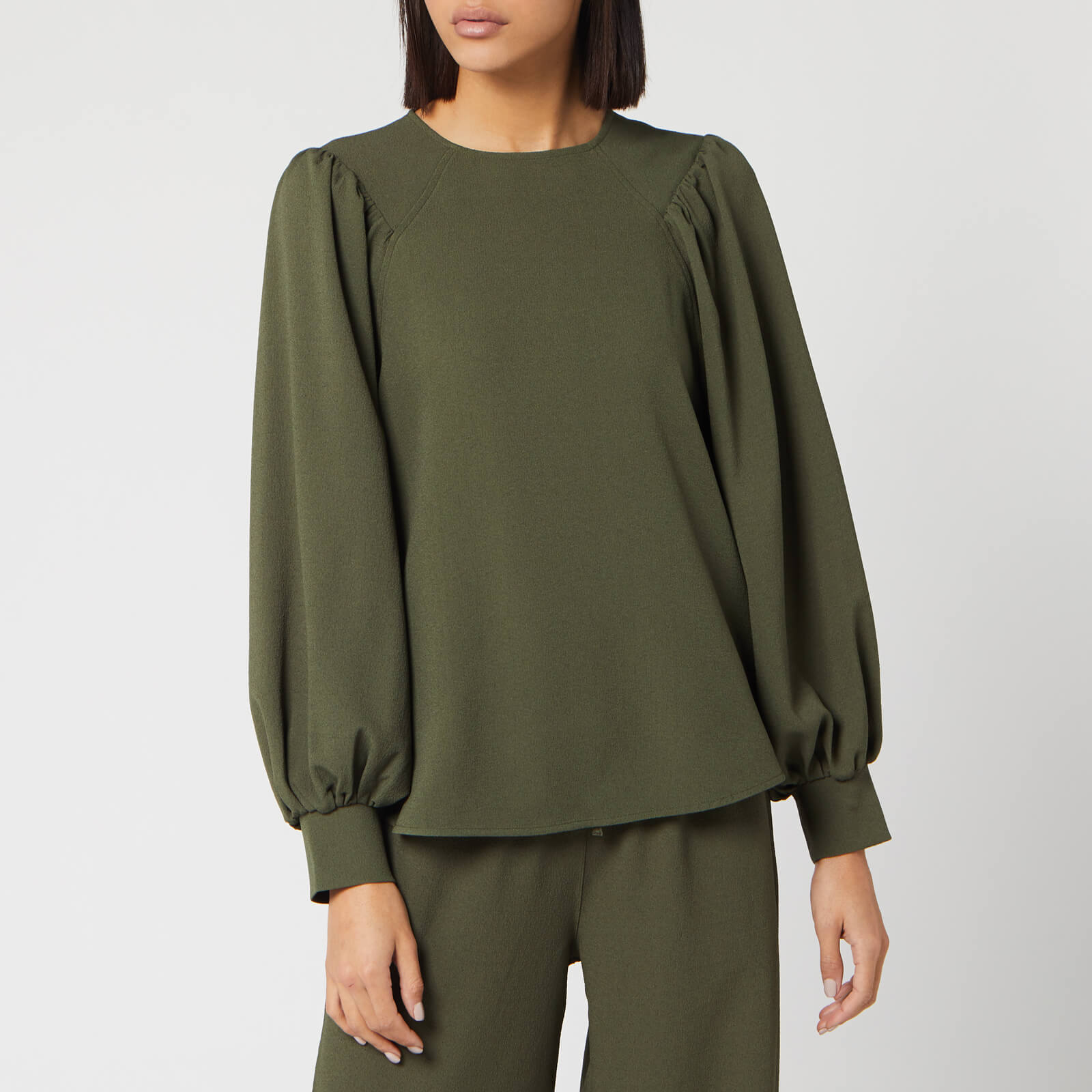 Ganni Women's Recycled Heavy Crepe Blouse - Kalamata - EU 34/UK 6 | Coggles