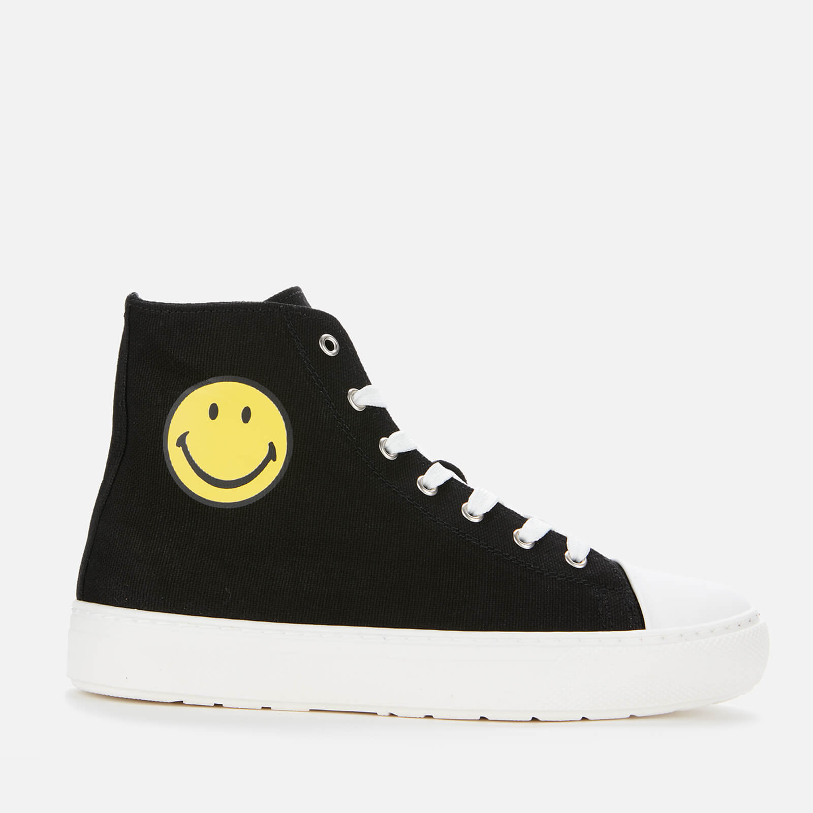 Joshua Sanders Women's Smiley Canvas Hi-Top Trainers - Black | Coggles