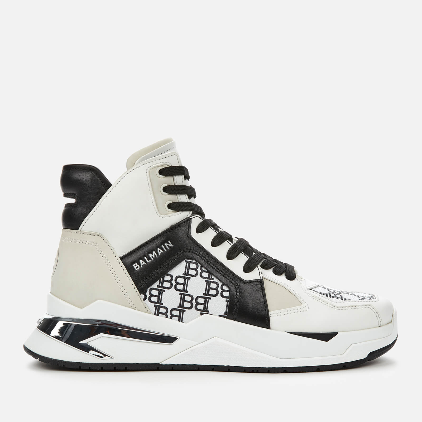 Balmain Men's B-Ball Allover Monogram Trainers - Blanc/Noir - UK 7 ...
