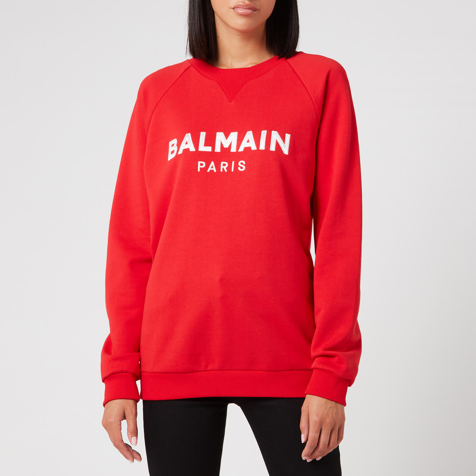 Balmain Women's Satin Logo Sweatshirt - Red - XS | Coggles