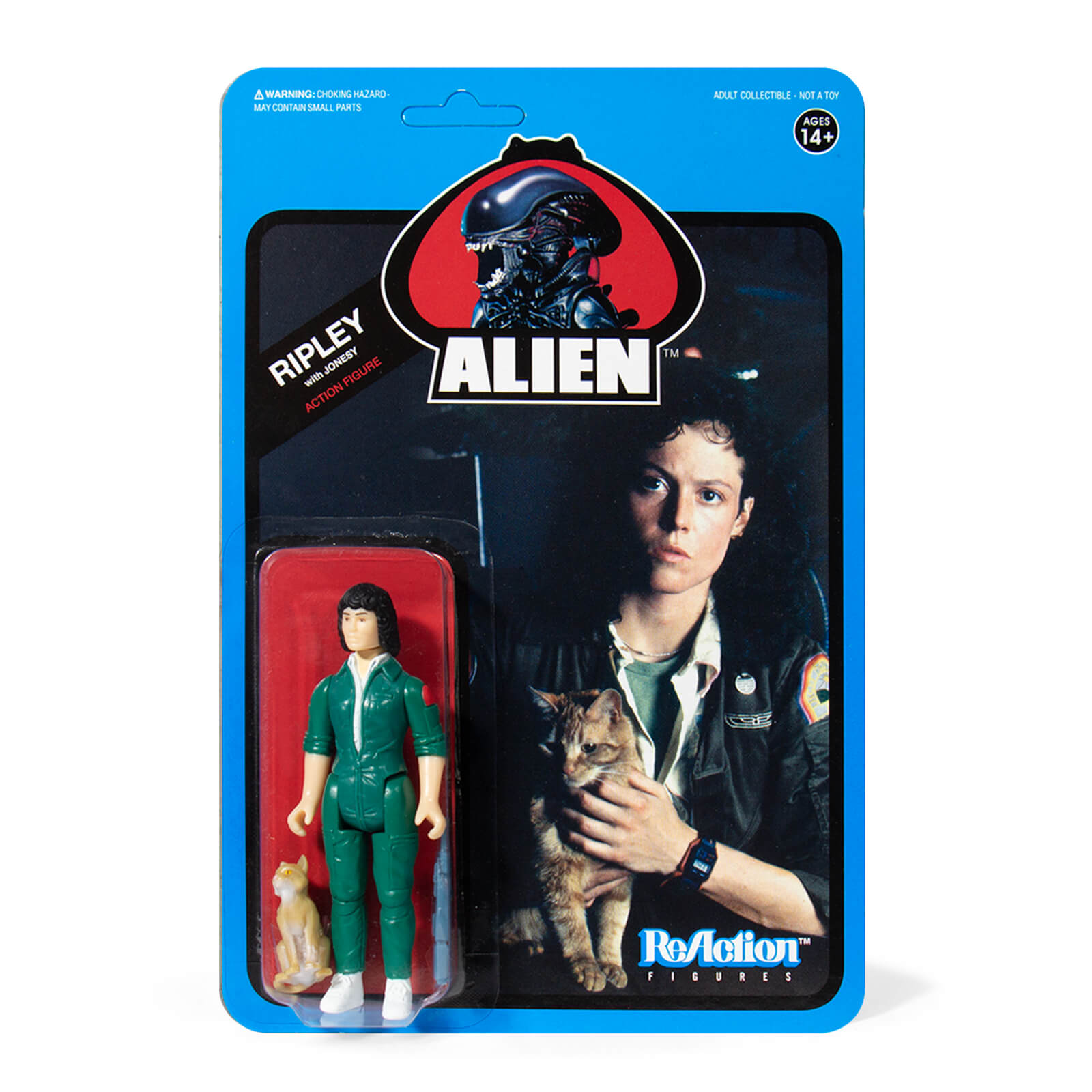 Super7 Alien ReAction Figure - Ripley with Jonesy (Blue Card) | Zavvi UK