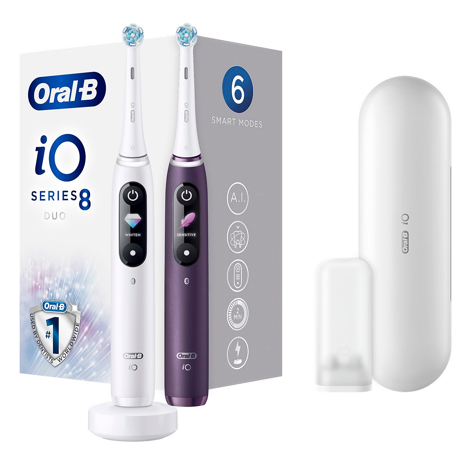 Oral-B iO Series 8 Wit + Paars Duo Pack | Oral-B NL