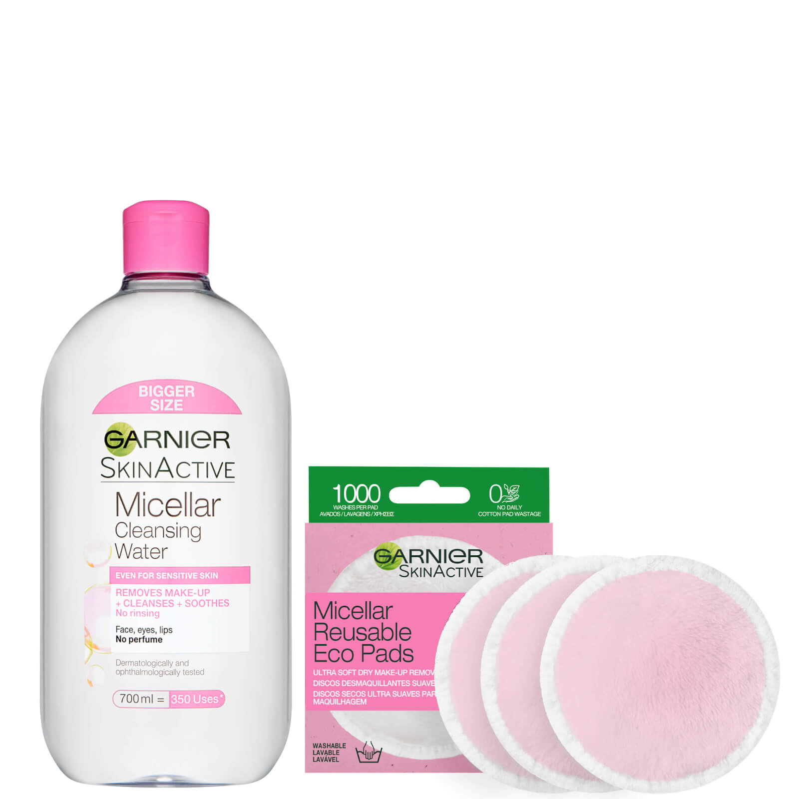 Garnier Makeup Remover Eco Pads and 700ml Micellar Water Duo Set LOOKFANTASTIC