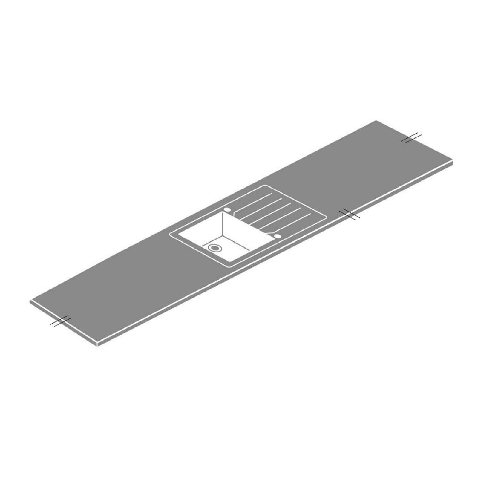 Maia Calcite Kitchen Sink Worktop - Acrylic Left Hand Bowl - 3600 x 650 ...