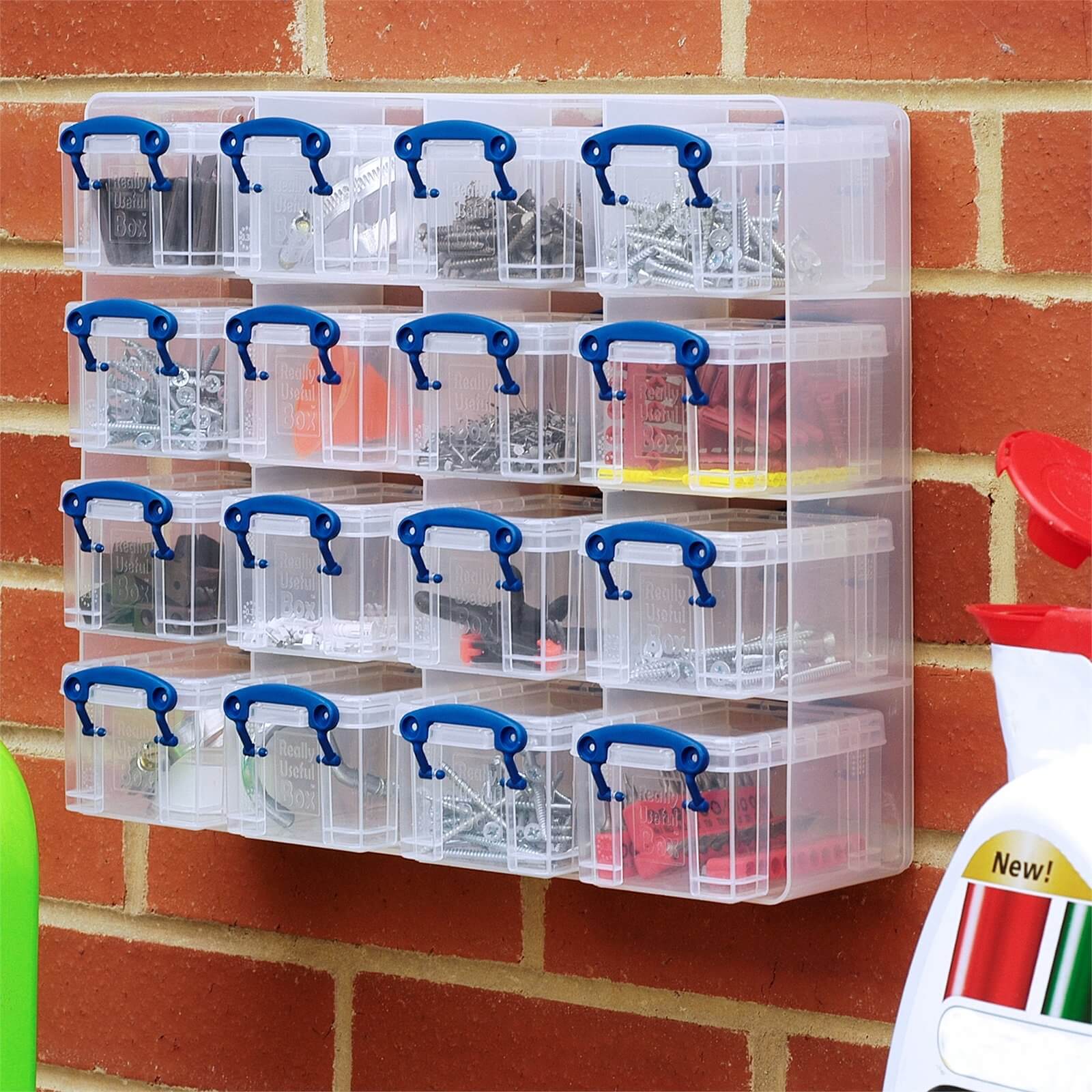 Really Useful Organiser Set of 16 0.3L Plastic Storage Boxes - Clear ...
