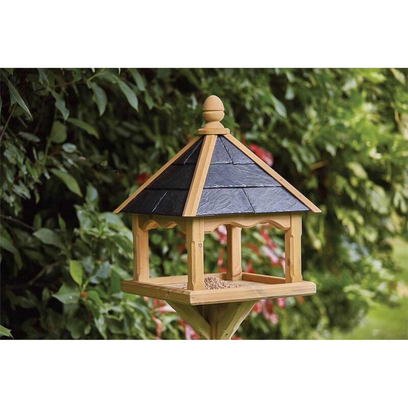 RHS Anchor Fast Square Bird Table Slate Roof | Homebase