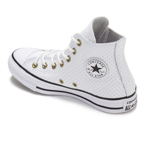 Converse Women s Chuck Taylor All Star Perforated Leather Hi Top Trainers White Biscuit Black Coggles