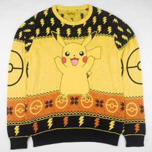 Pokémon Pikachu Christmas Knitted Jumper Black Clothing - Zavvi UK