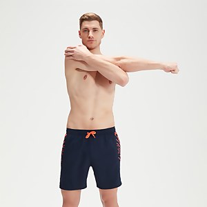 Men's Sport Printed 16" Swim Shorts Navy/Orange | Speedo