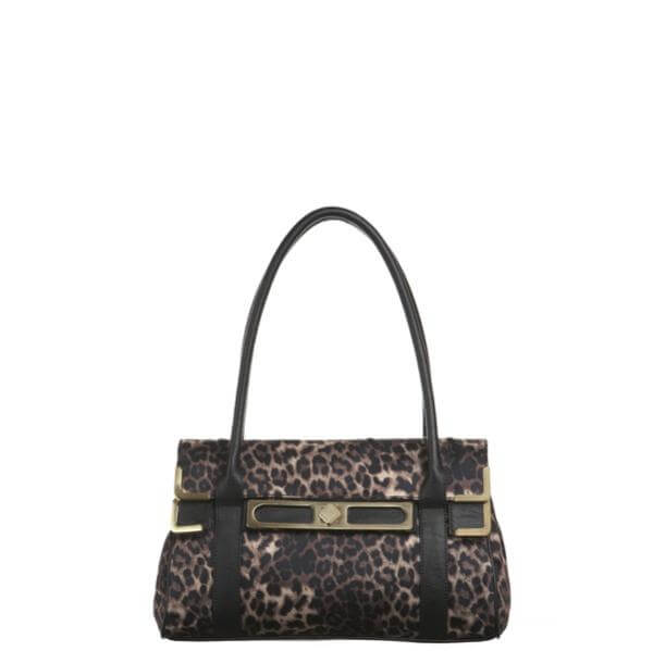 Fiorelli Black Astor Leopard print flapover shoulder bag