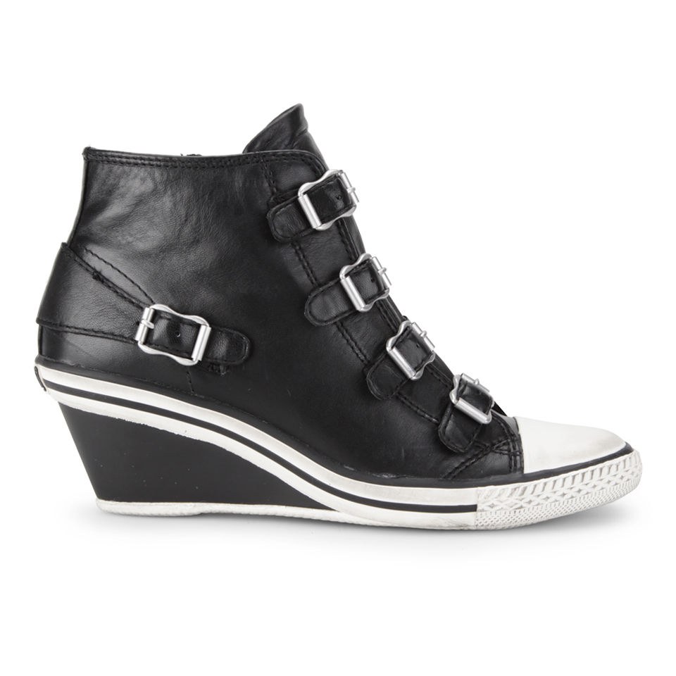 Ash Women's Genial Nappa Wax Wedged Trainers - Black | Coggles