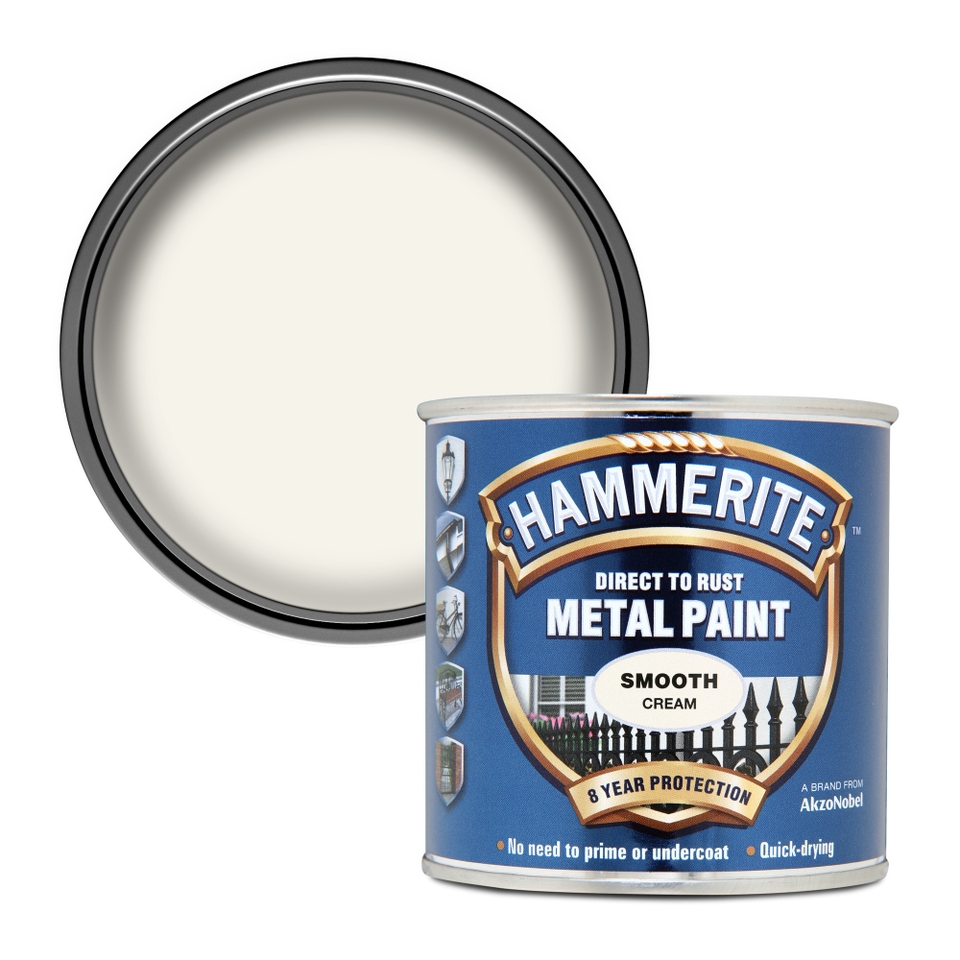 Hammerite Direct To Rust Metal Paint Smooth Cream - 250ml | Homebase