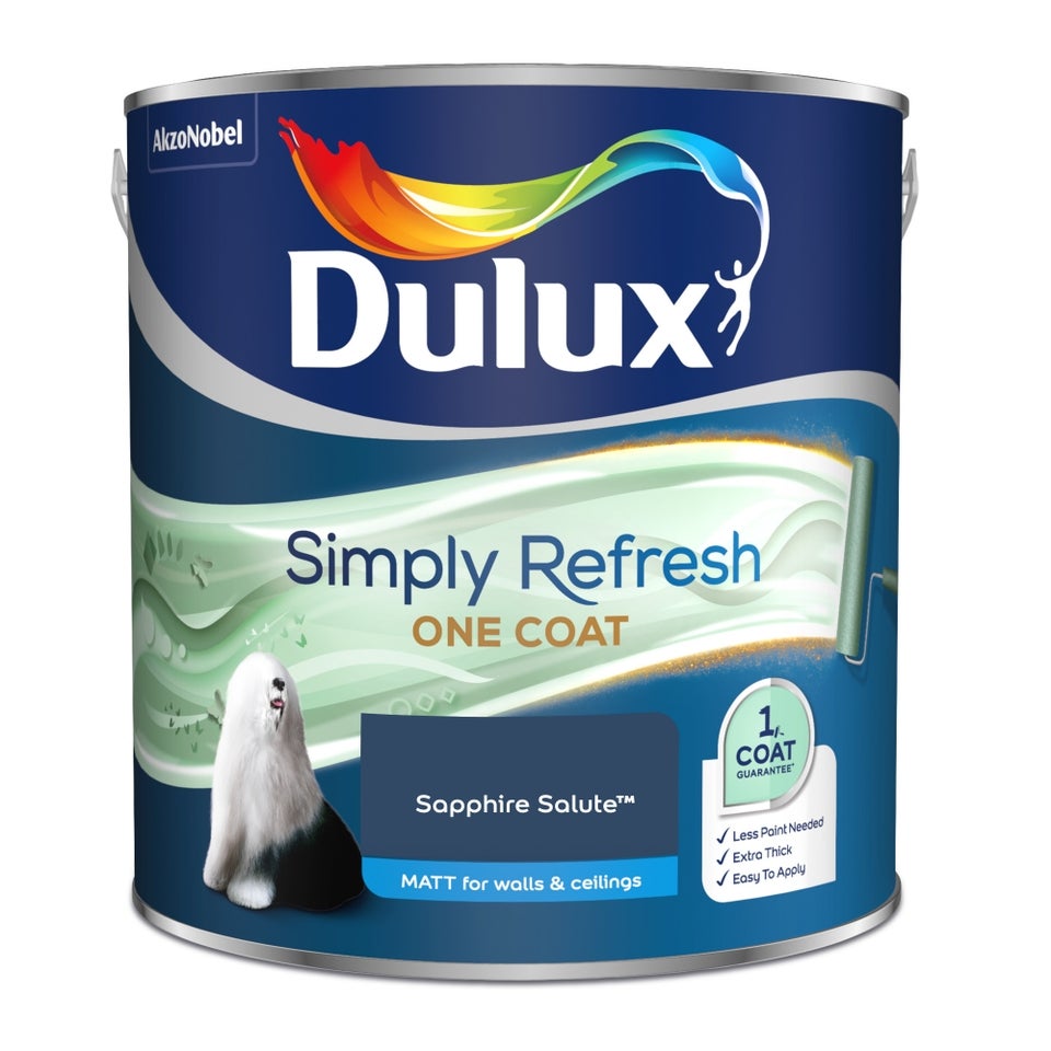 Dulux Simply Refresh One Coat Matt Emulsion Paint Sapphire Salute - 2 ...