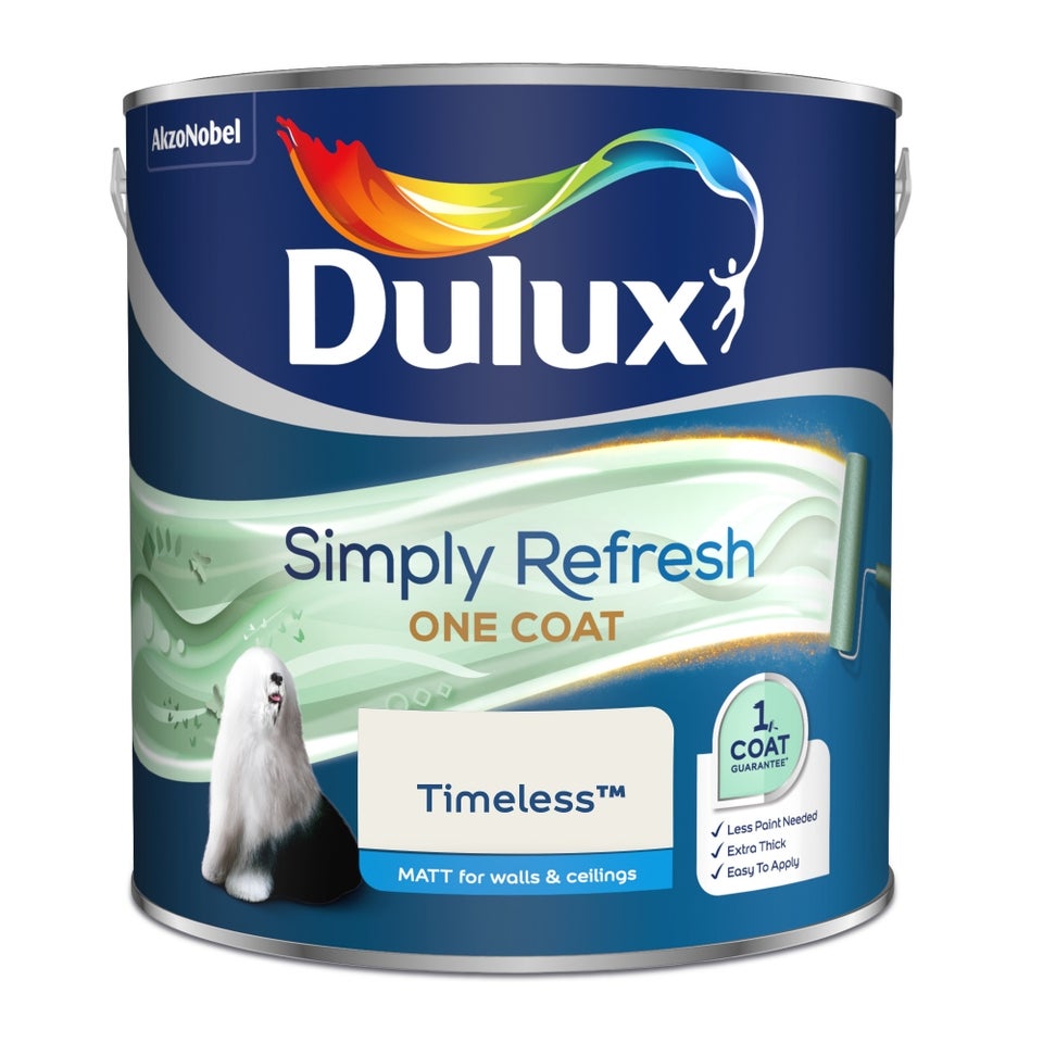 Dulux Simply Refresh One Coat Matt Emulsion Paint Timeless - 2.5L ...