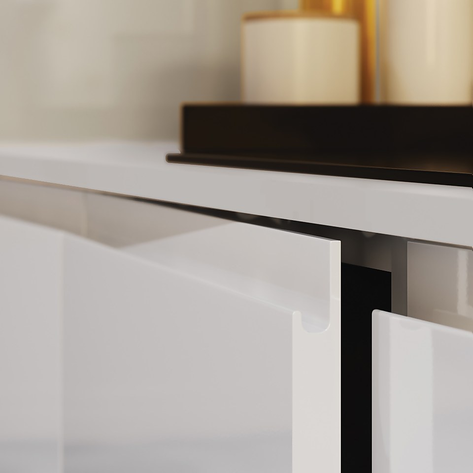 Handleless Kitchen Cabinet Door (W)147mm - Gloss White | Homebase