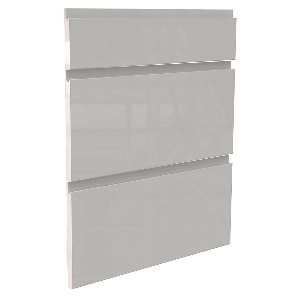 Handleless Kitchen 3 Drawer fronts (W)497mm - Gloss Grey | Homebase