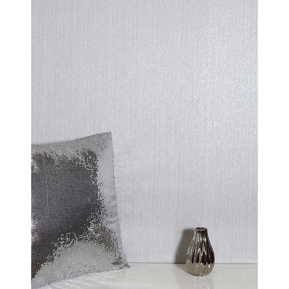Arthouse Diamond Plain Textured Metallic Glitter Silver Wallpaper Large ...