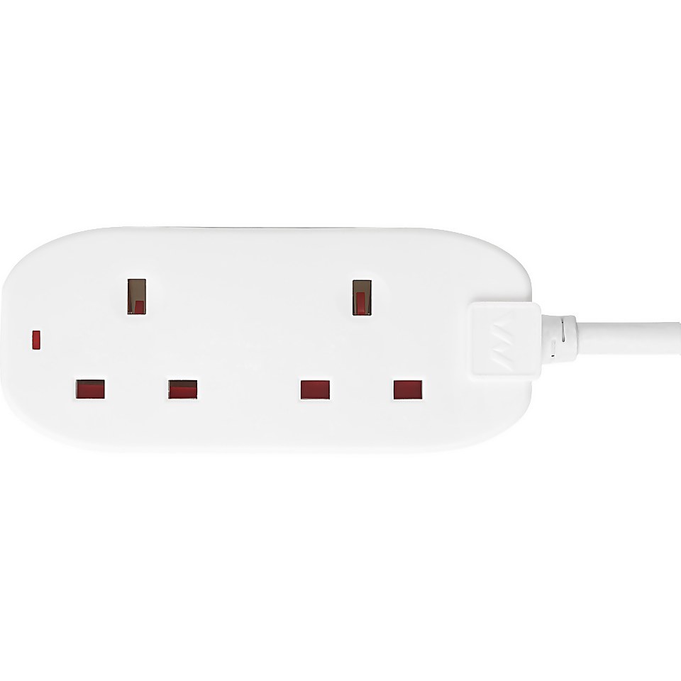 Masterplug 2 Socket 10 Metre 13 Amp White Extension With Power ...