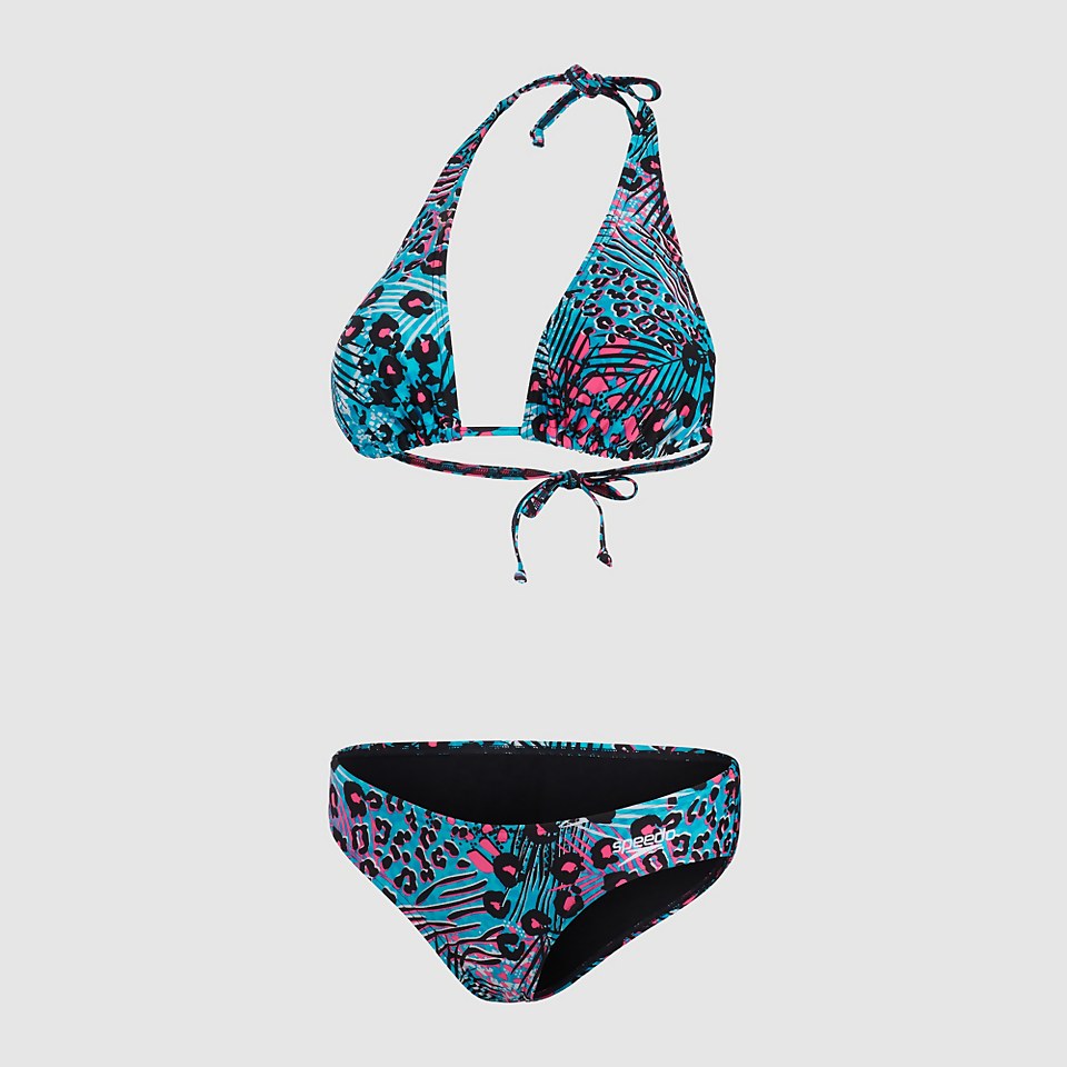 Women's Allover Triangle Bikini Blue/Black | Speedo UK