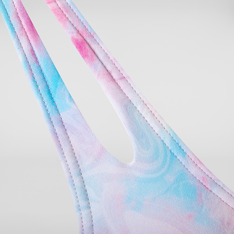 Women's Double Strap Printed Swimsuit Pink/Blue