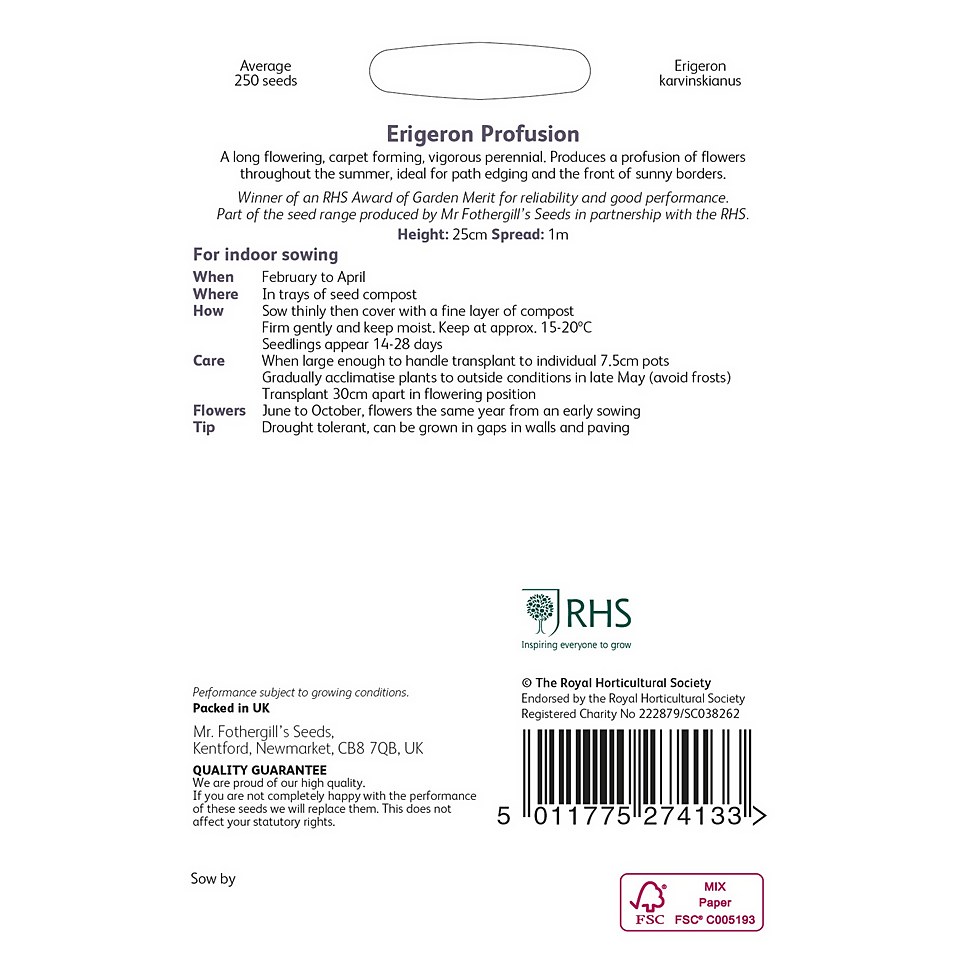 Mr. Fothergill's RHS ERIGERON Profusion. Seeds | Homebase