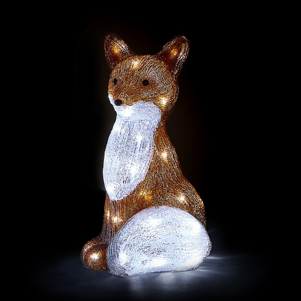 Acrylic 3D LED Fox Outdoor Christmas Light | Homebase